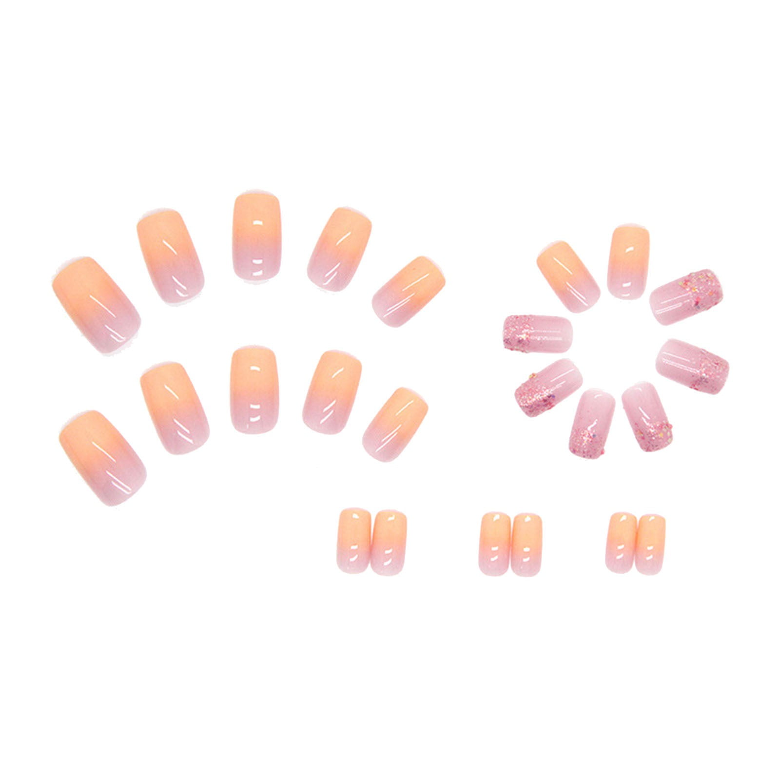 Medium Length Gradient Color Nail Shiny Fragment Combination 24 Piece ...