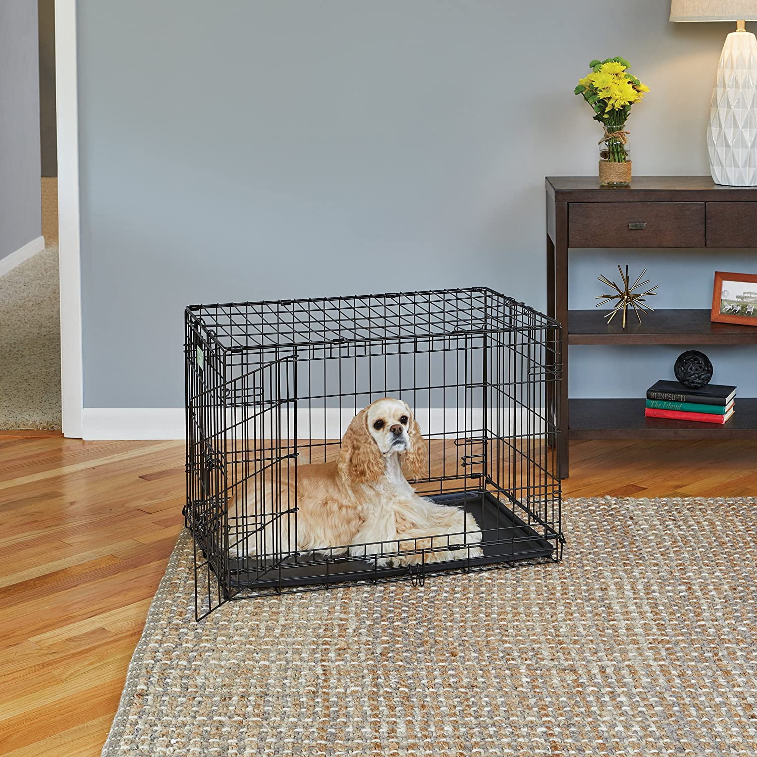 Medium LifeStages Double Door Folding Dog Crate, Leak-Proof Pan, Secure ...