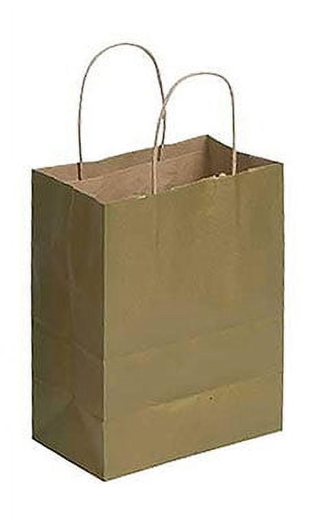 SSWBasics Medium Metallic Gold Paper Shopping Bags - 8 ¼”L x 4 ¾”D x 10 ...