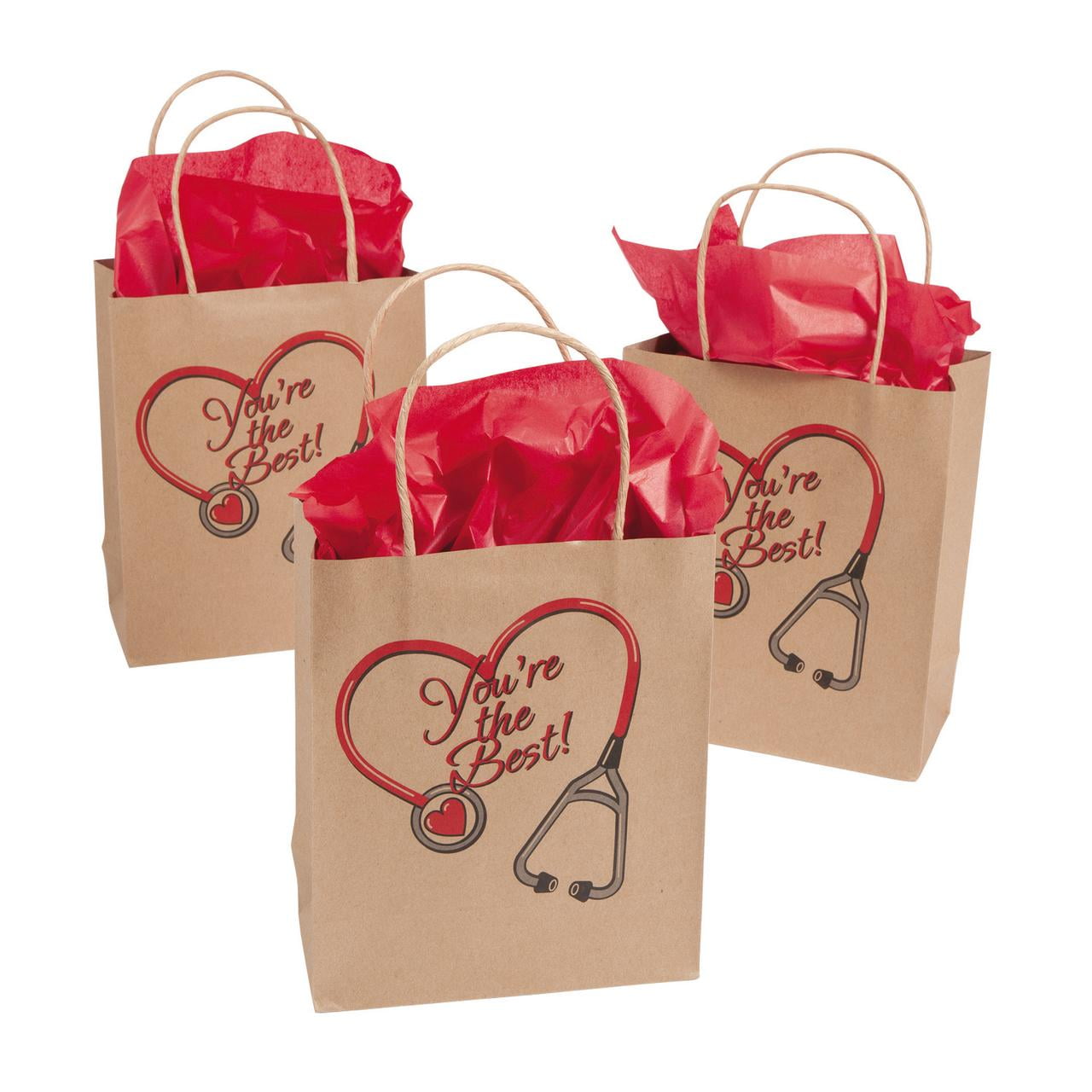 Fun Express Medium Nurse Kraft Paper Gift Bags, Brown, 12 Pieces, 7.5 x ...
