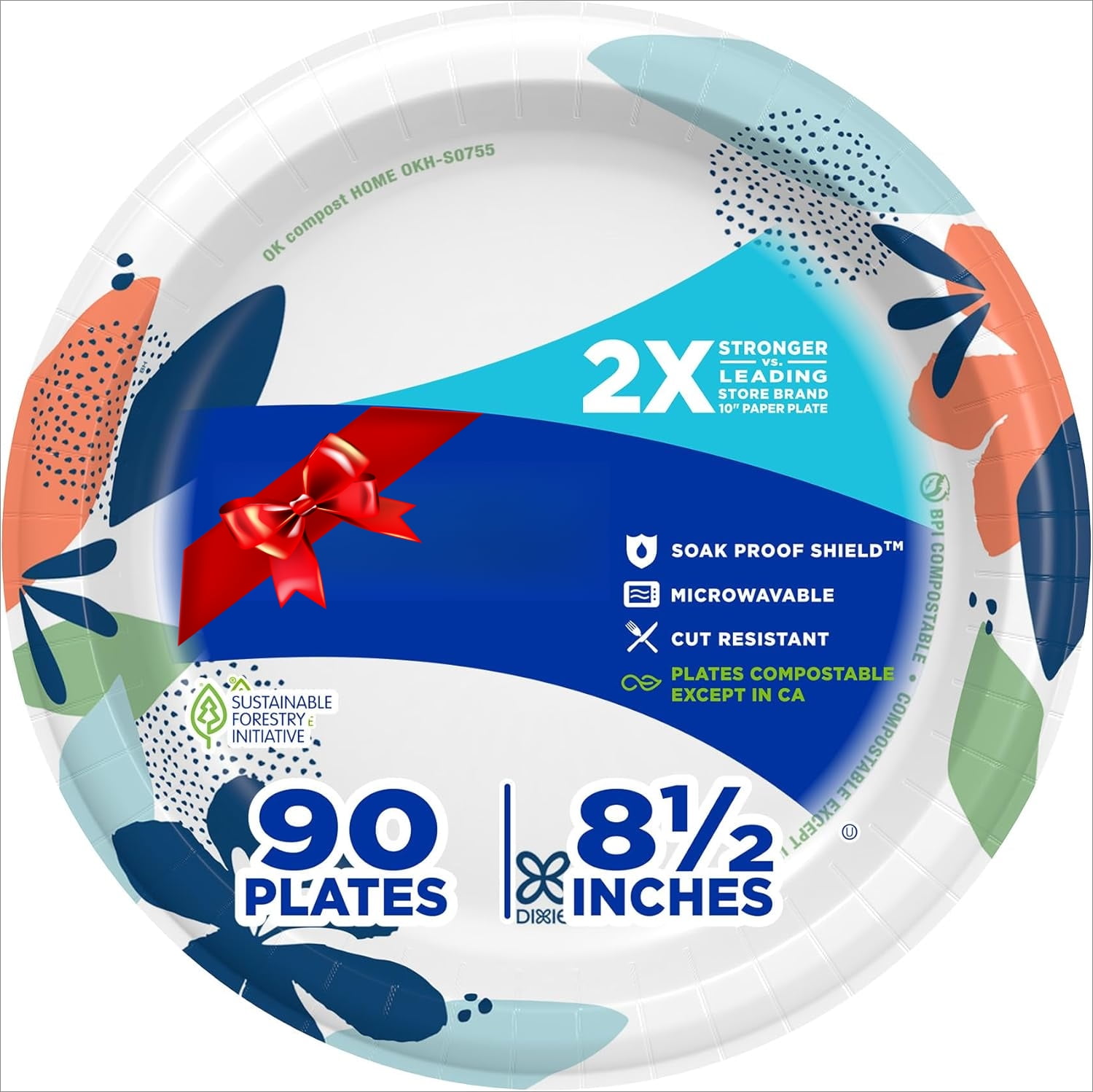 Medium Paper Plates, 8.5", 90 Count, 2X Strength*, Microwavable, Soak ...