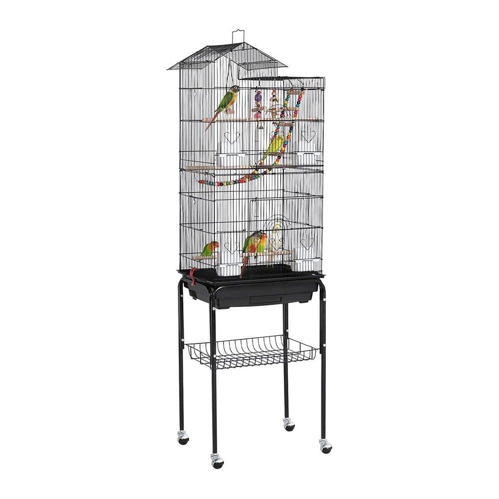 Medium Parakeet Bird Cage for 3 Birds with Wooden Perches and ...