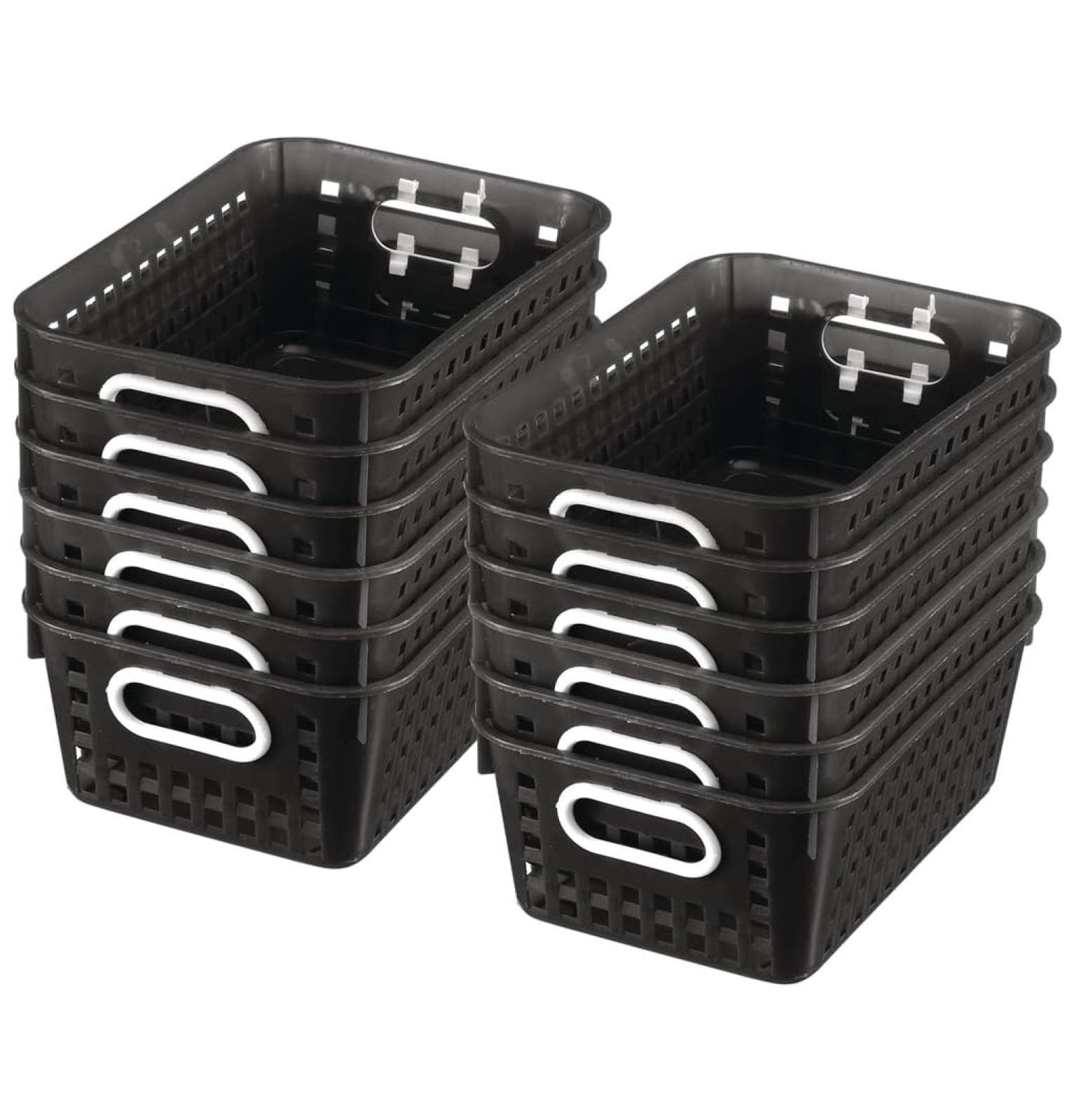 Medium Plastic Book Baskets, 11" by 7?" by 4?" - 12 Pack, Black ...