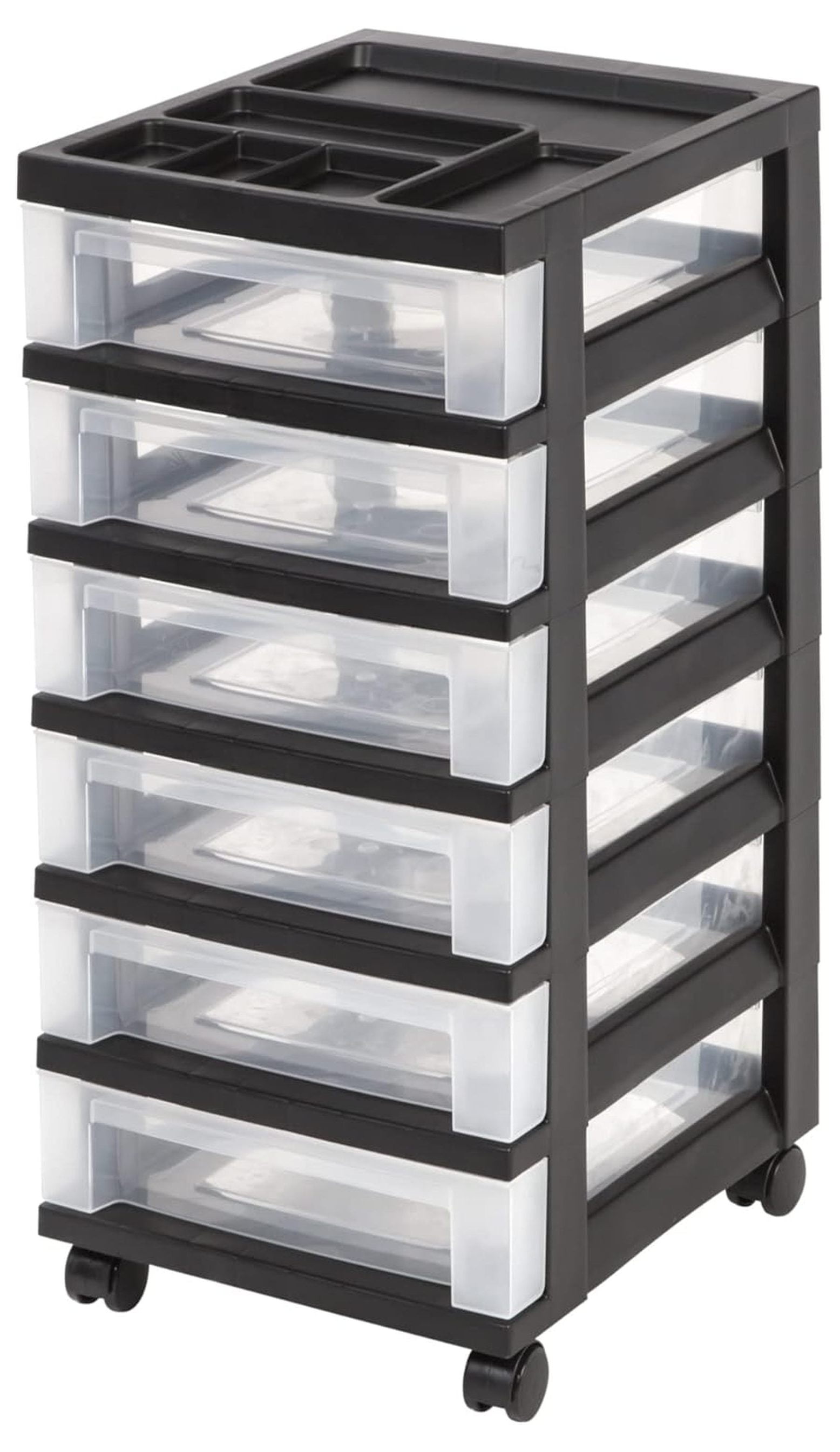 Plastic Storage Cart 6 Drawer - Mobile Rolling Organizer Cart, 26.7"H x ...