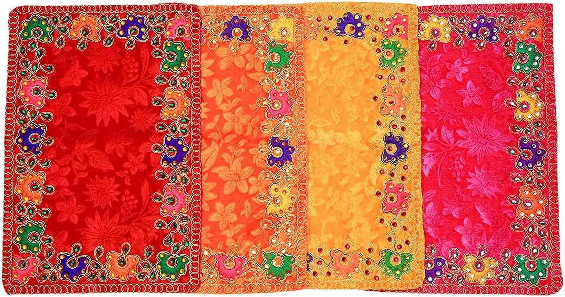 Medium Pooja Velvet Mat Aasan Puja Aasan Decorative Cloth Set of 4 ...