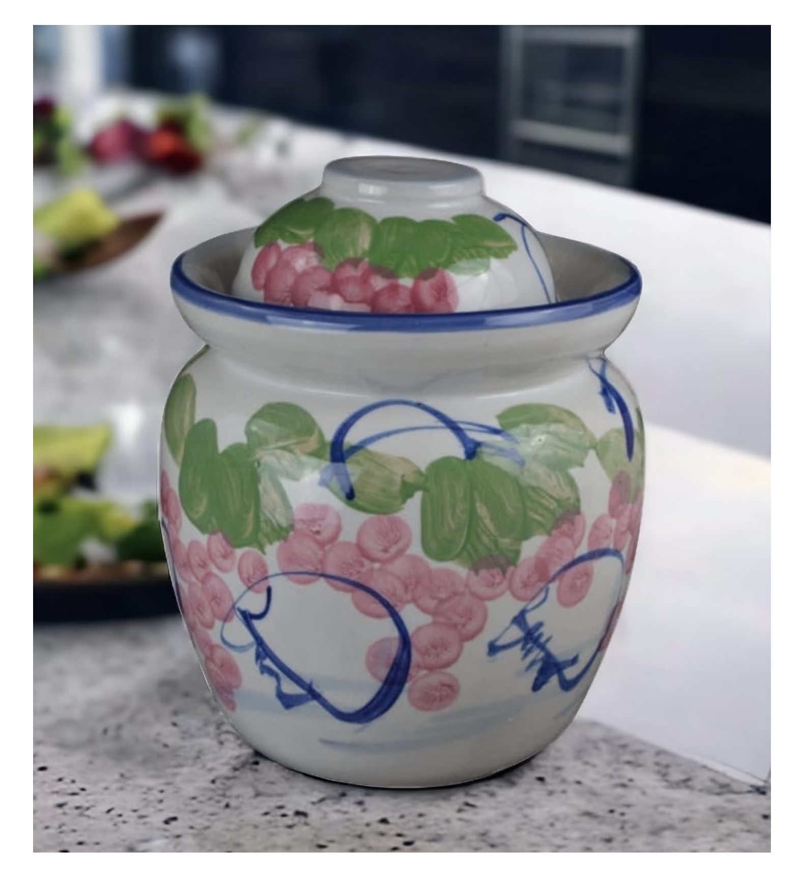 Medium Porcelain Pickling Jar 3 Liter with 2 Lids Fermenting Pickling ...