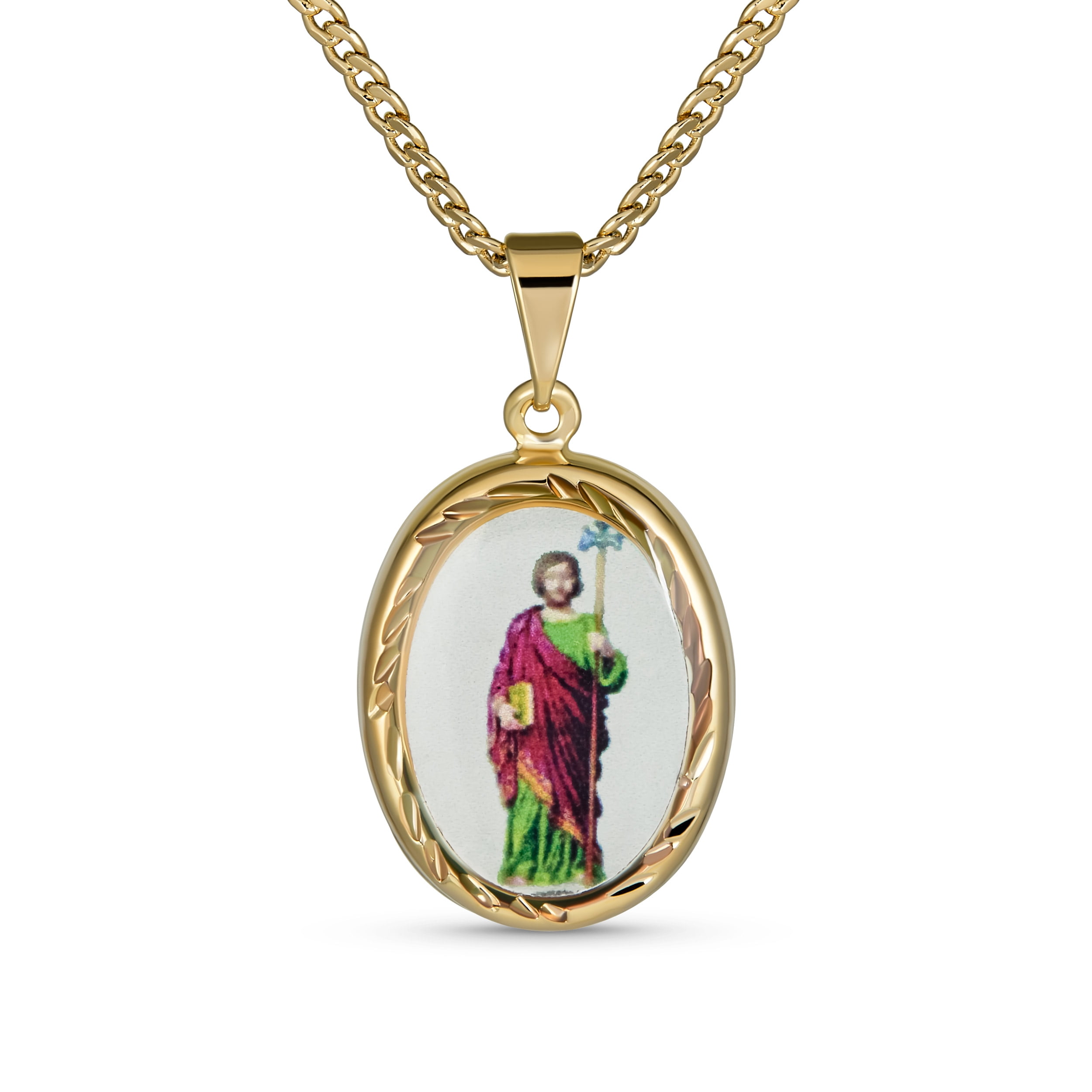 Medium Religious Medal Shepherd Rod & Staff of Jesus Photo Pendant Gold ...