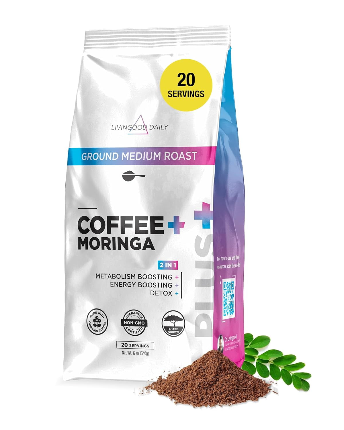 Medium Roast Blend Coffee with Moringa, Ground Coffee - Low Acid, Shade ...