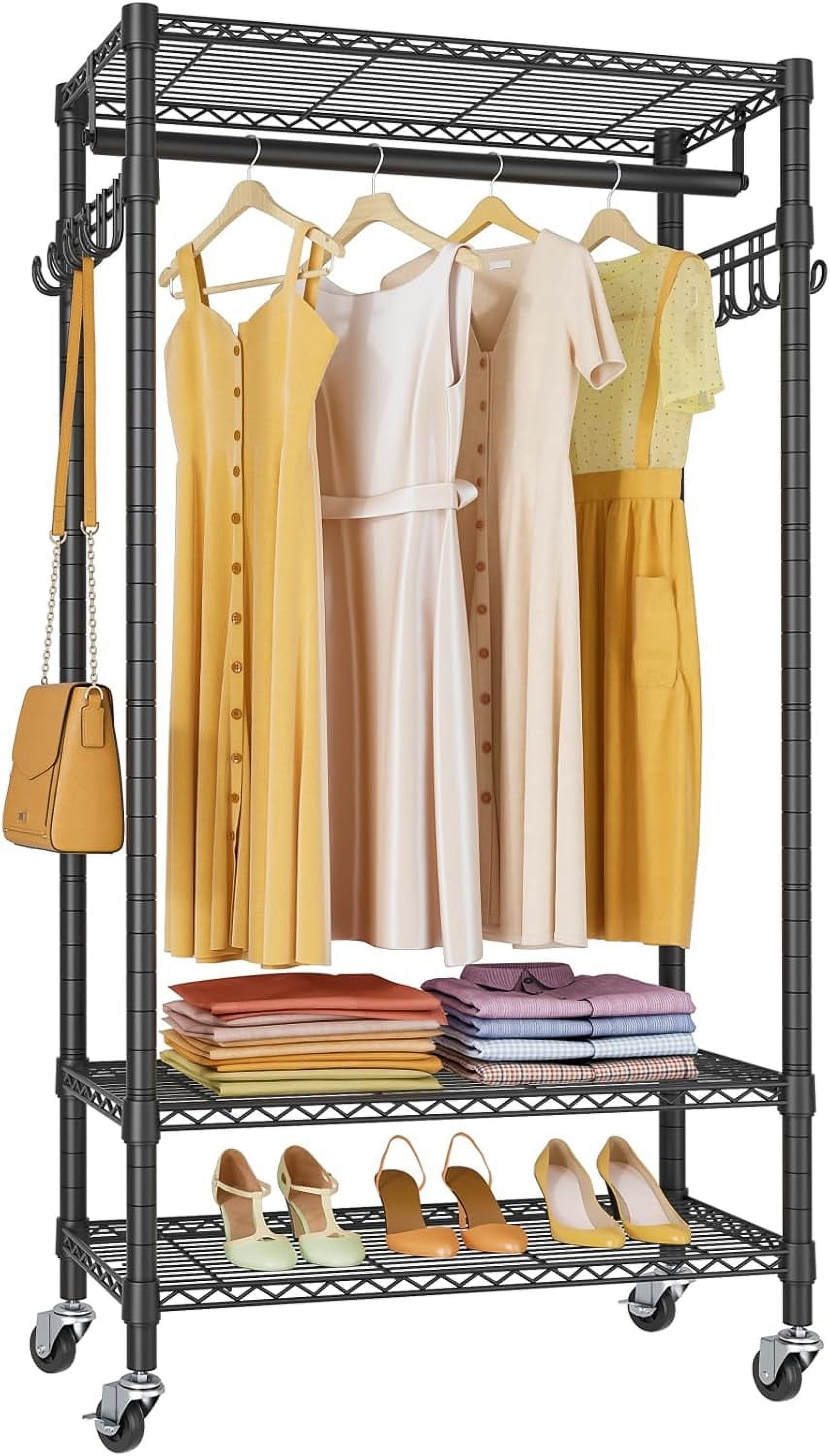 Medium Rolling Clothes Rack Portable Garment Rack for Hanging Clothes ...