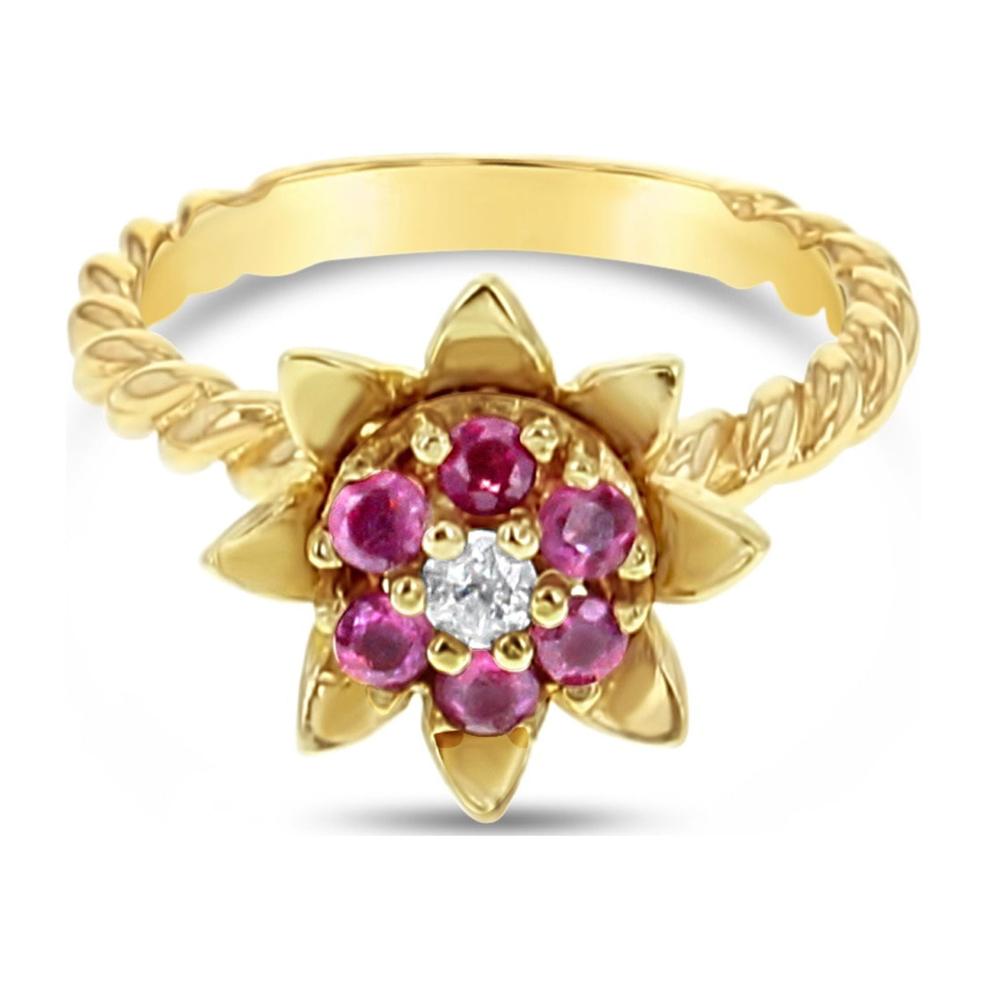 Medium Ruby Tulip Ring 14k Yellow Gold - Walmart.com