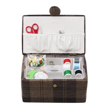 Flrhsjx Medium Sewing Basket in Green Flower, Sewing Kits for Beginner ...