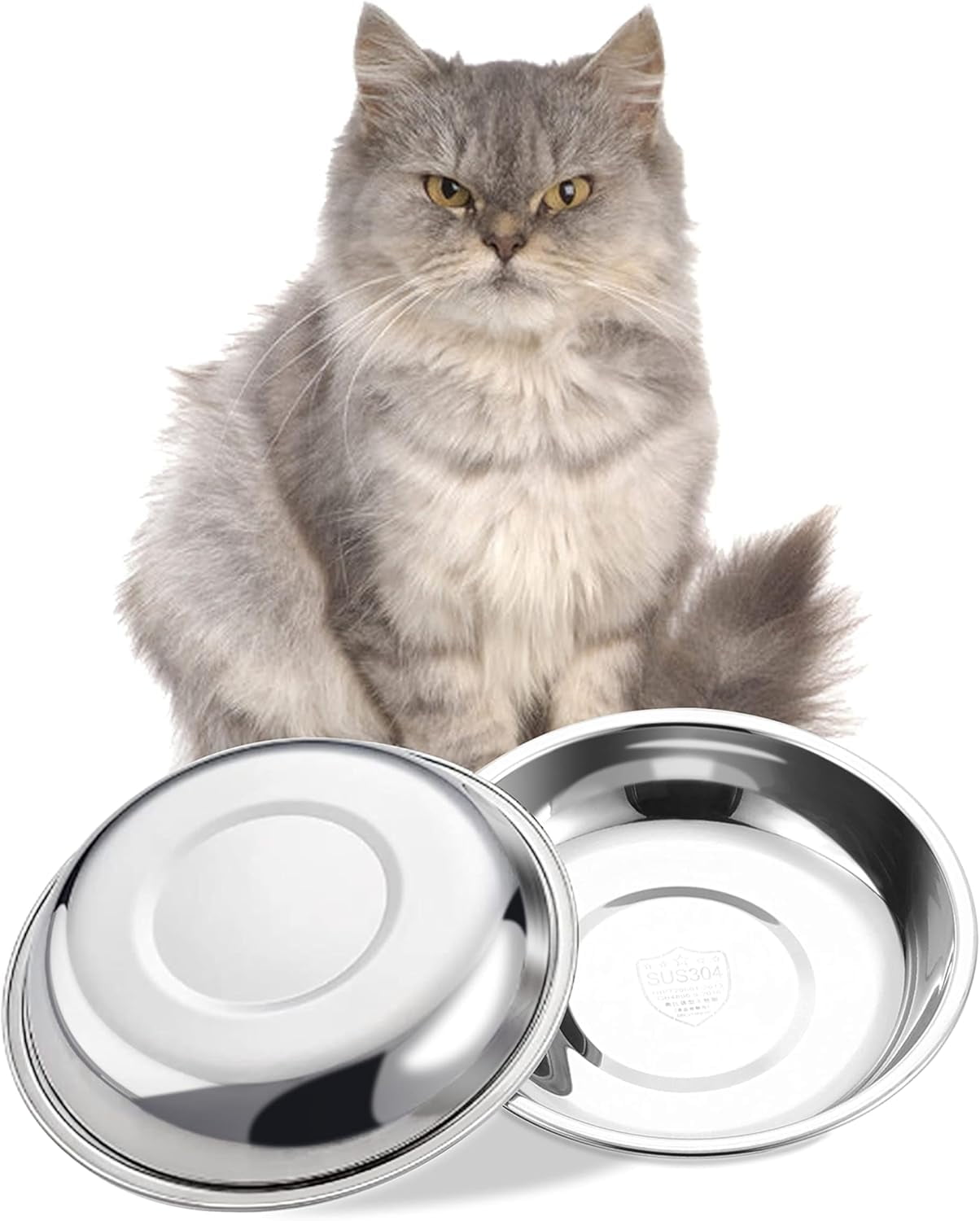 Medium Shallow Cat Food Bowls, Outer Dia. 8.1 in Whisker Fatigue Cat ...