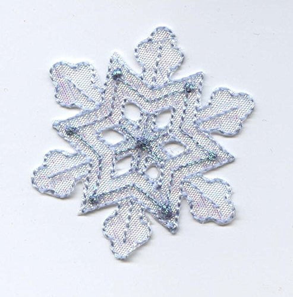 Medium - Shimmery Blue Holiday Snowflake - Iron on Applique/Embroidered ...