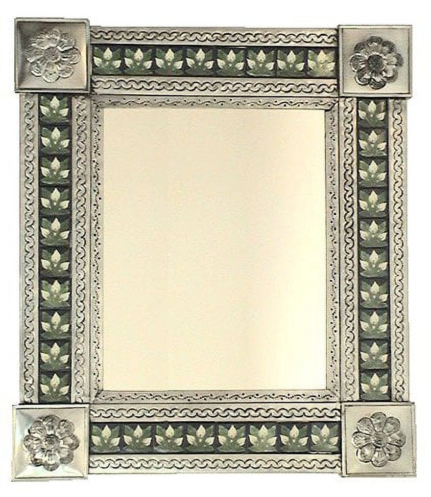 Medium Silver Three-lily Tile Mexican Mirror - Walmart.com