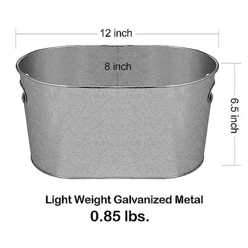 Medium Size 5-Quart Galvanized Metal Tin Tub for Beverages, Beer ...