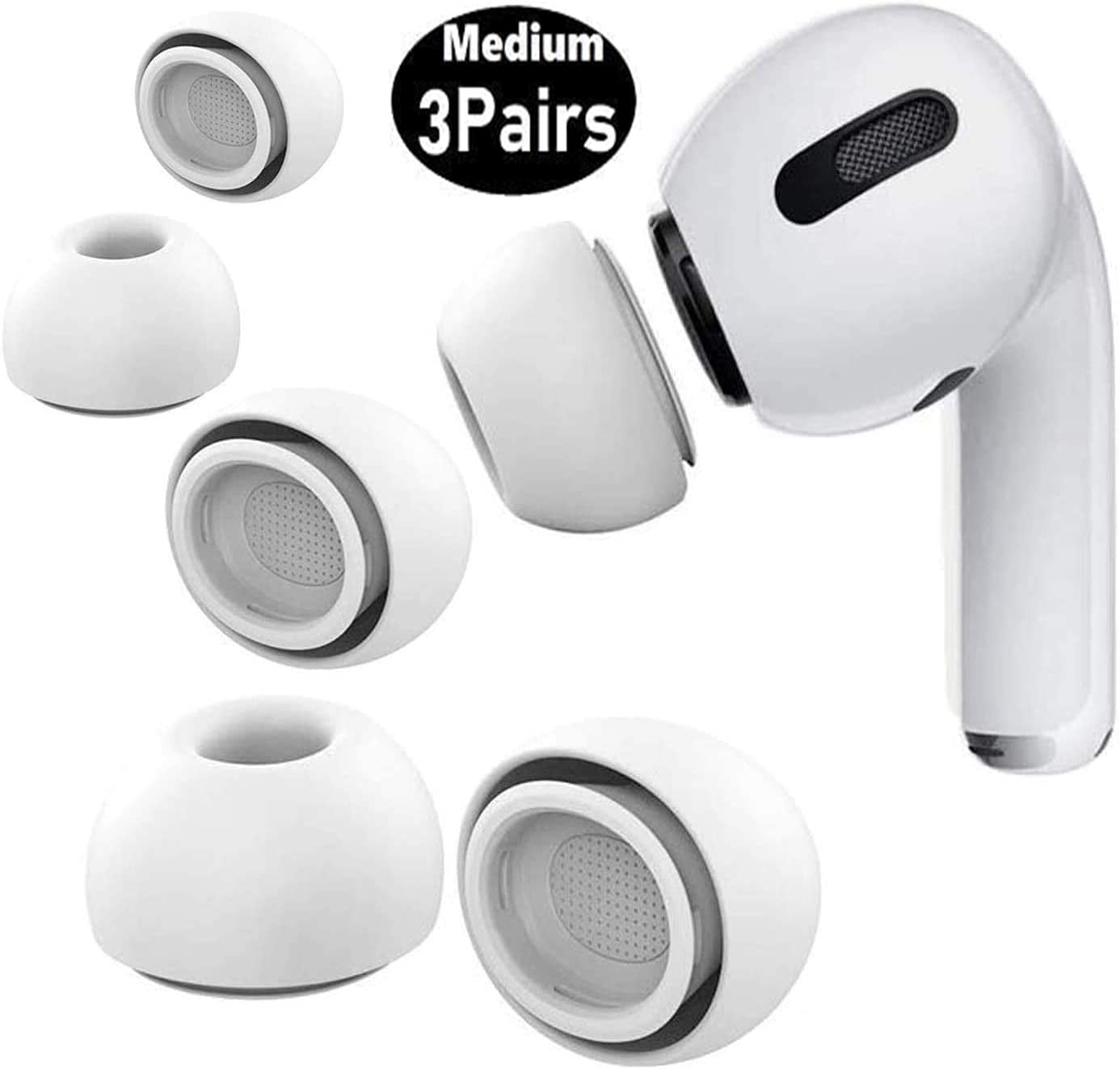 Medium Foam AirPods Pro Ear Tips Covers, Fit in Charging Case, 3 Pairs ...