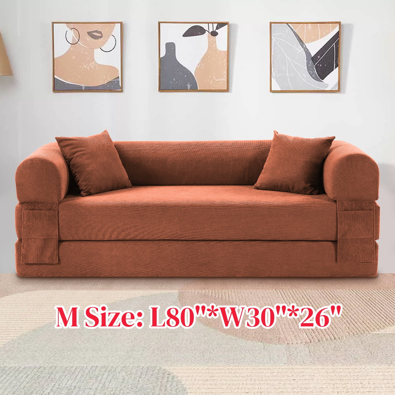 Medium Size Pink Light luxury sit/lie convertible compression sofa bed ...