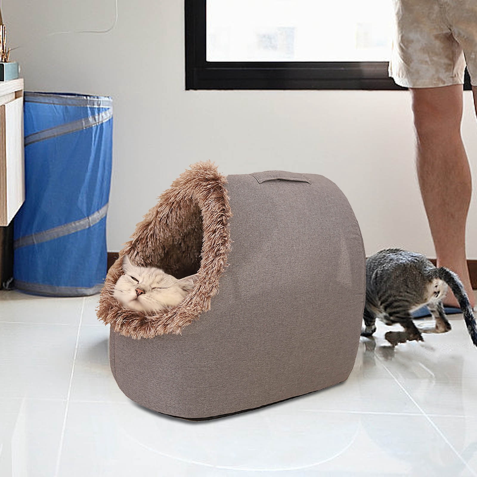 Medium Size Warm Pet Cave Bed - Thick Insulated Enclosed Sleeping Bed ...