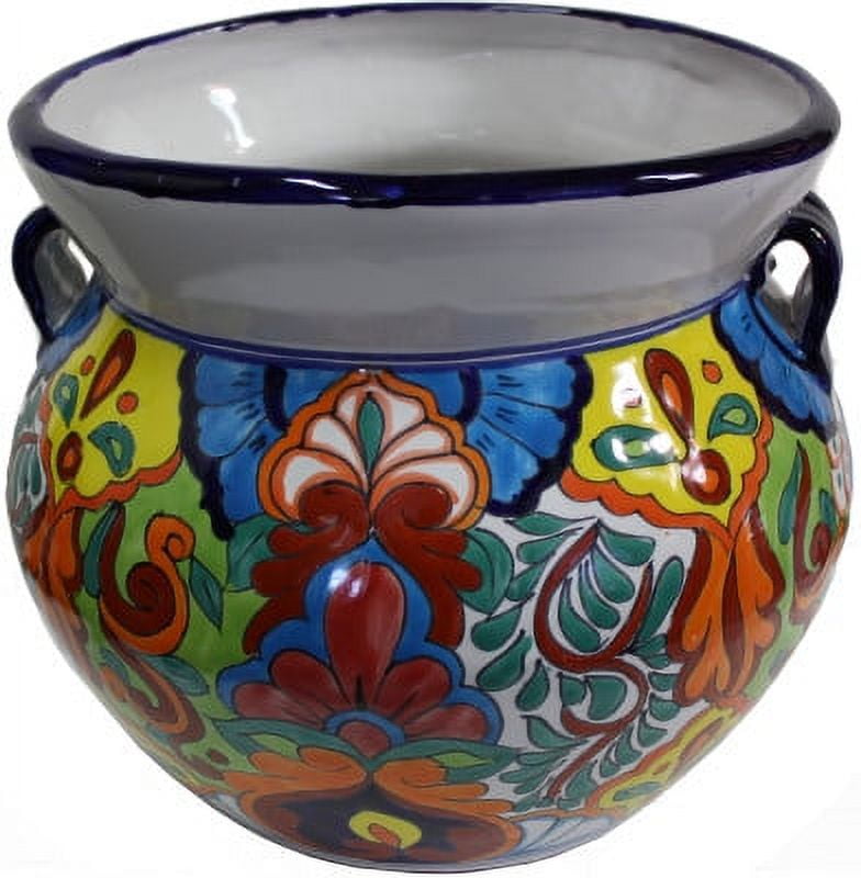 Medium-Sized Rainbow Mexican Colors Talavera Ceramic Garden Pot ...
