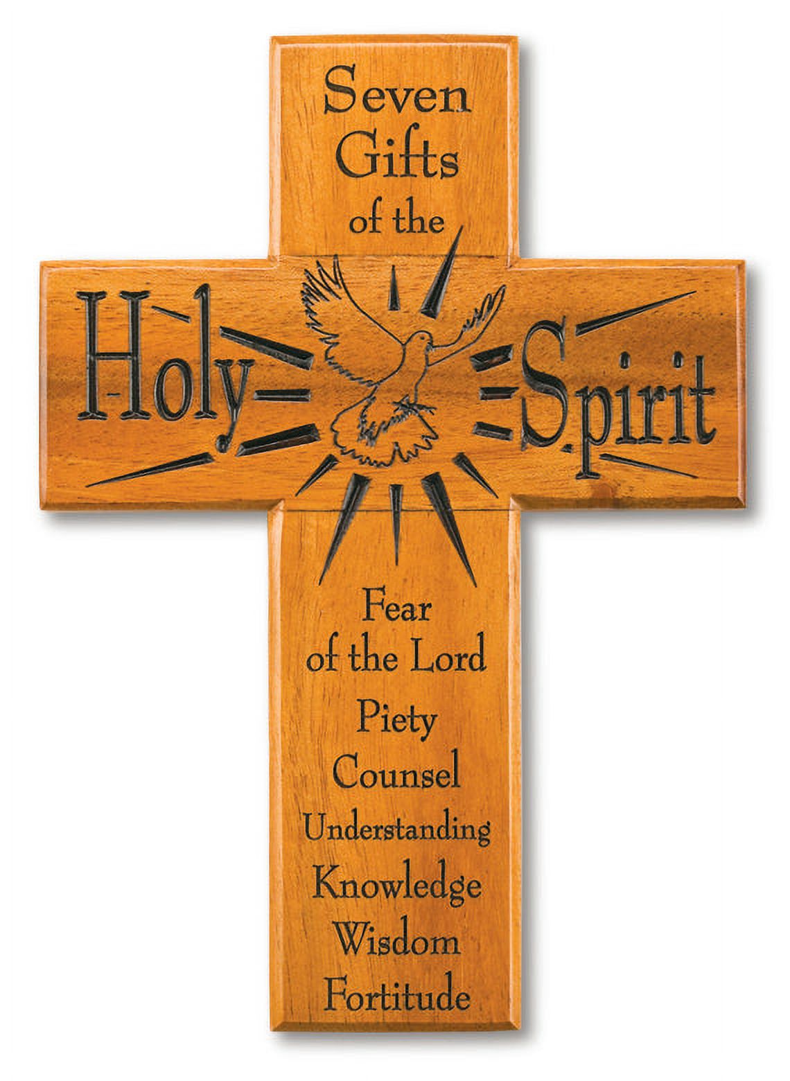 Medium Solid Mahogany Seven Gifts of Holy Spirit Cross - Walmart.com