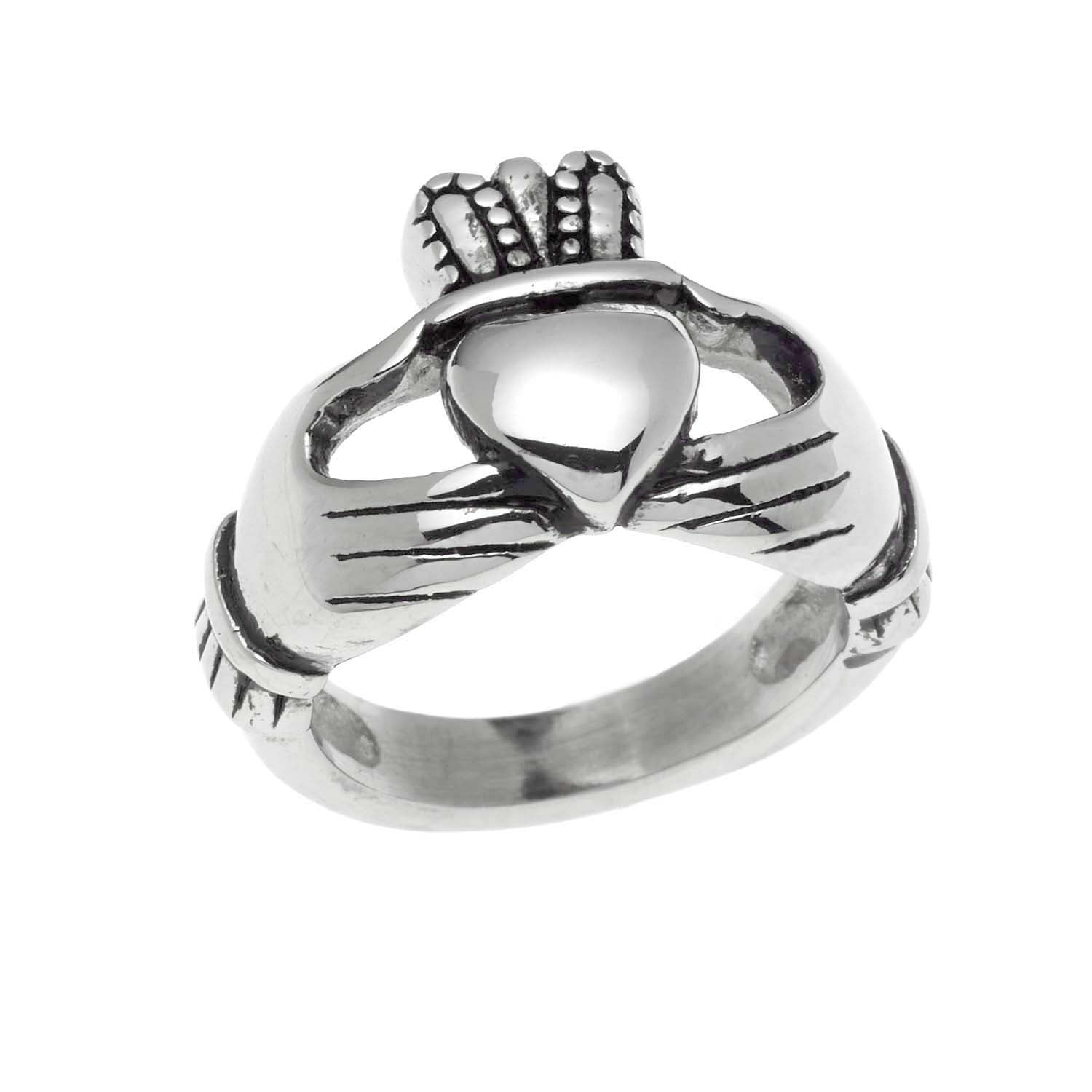 Medium Steel Stainless Celtic Claddagh Ring - Irish Symbol of Love ...