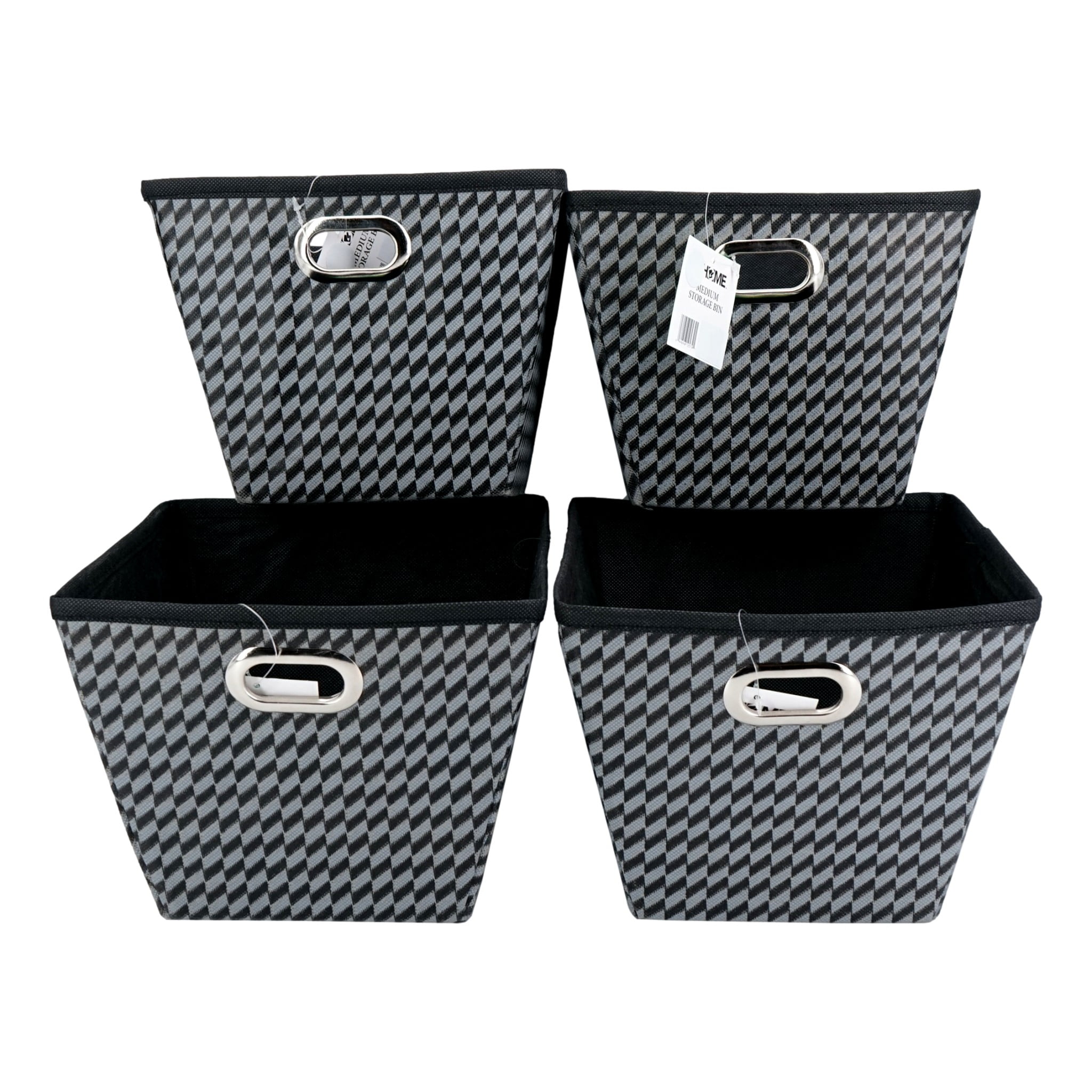 Medium Storage Bins With Handle (4 Pack, Grey, 10 x 9 x 7 in ea ...