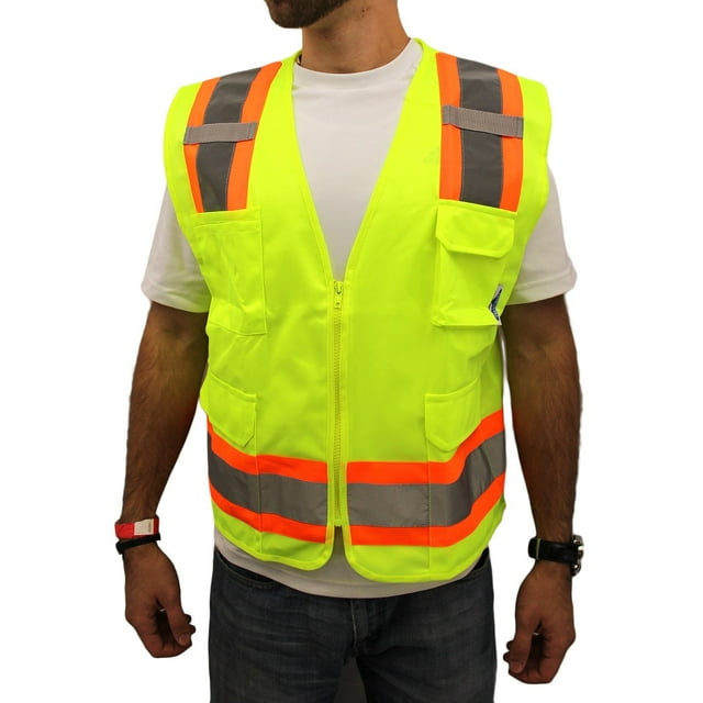 Medium Surveyor Lime Two Tones Safety Vest with Reflective Pockets and ...
