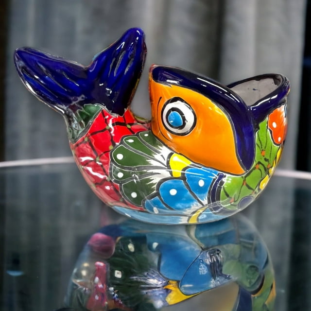 Medium Talavera Fish Planter | Hand-Painted Mexican Statue Pottery ...