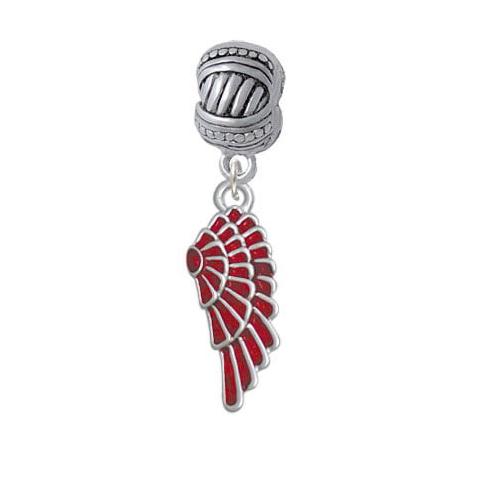 Medium Translucent Red Angel Wing - Large Rope with Cross Beads Charm ...