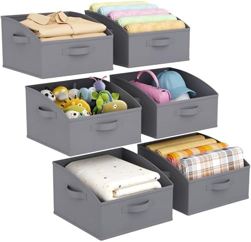 Medium Trapezoid Closet Storage Bins for Shelf, 6 Packs Non-woven ...