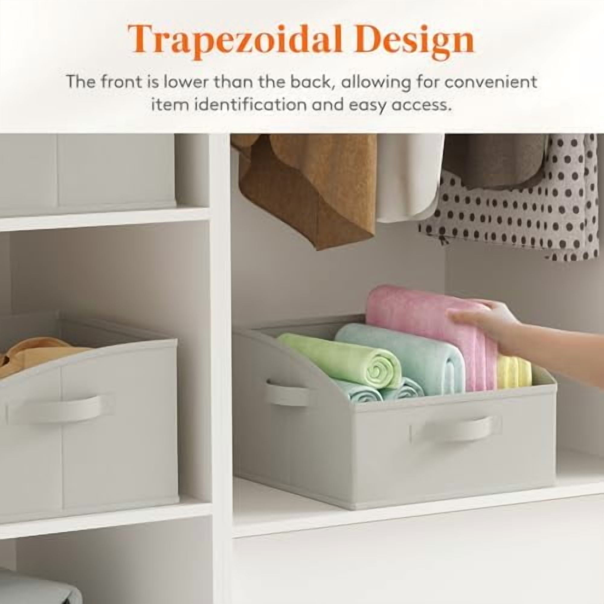 Medium Trapezoid Closet Storage Bins for Shelf, 6 Packs Non-woven ...