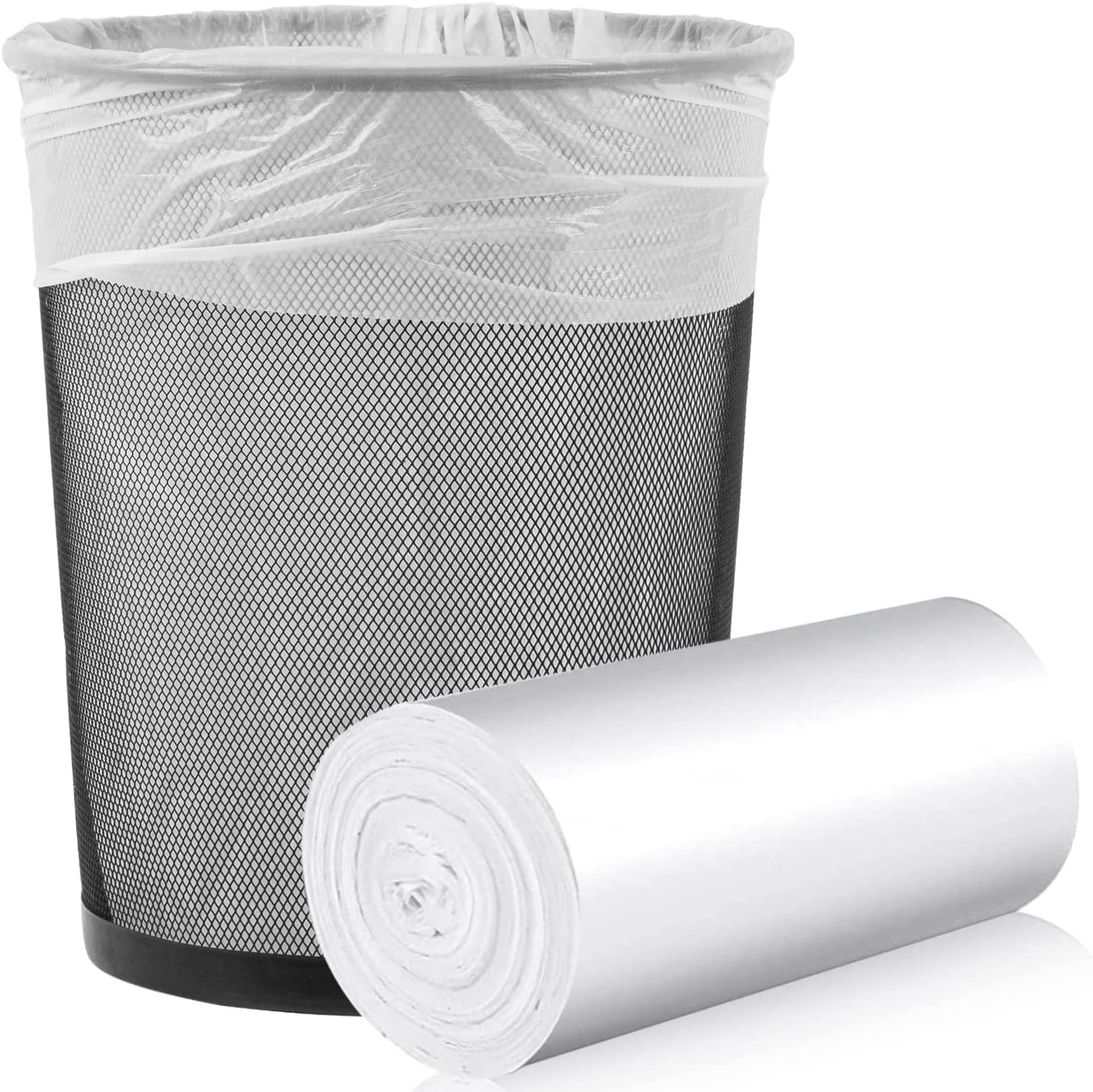 Medium Trash Bags, 6-8 Gallon White Garbage Bags Trash Can Liners for ...