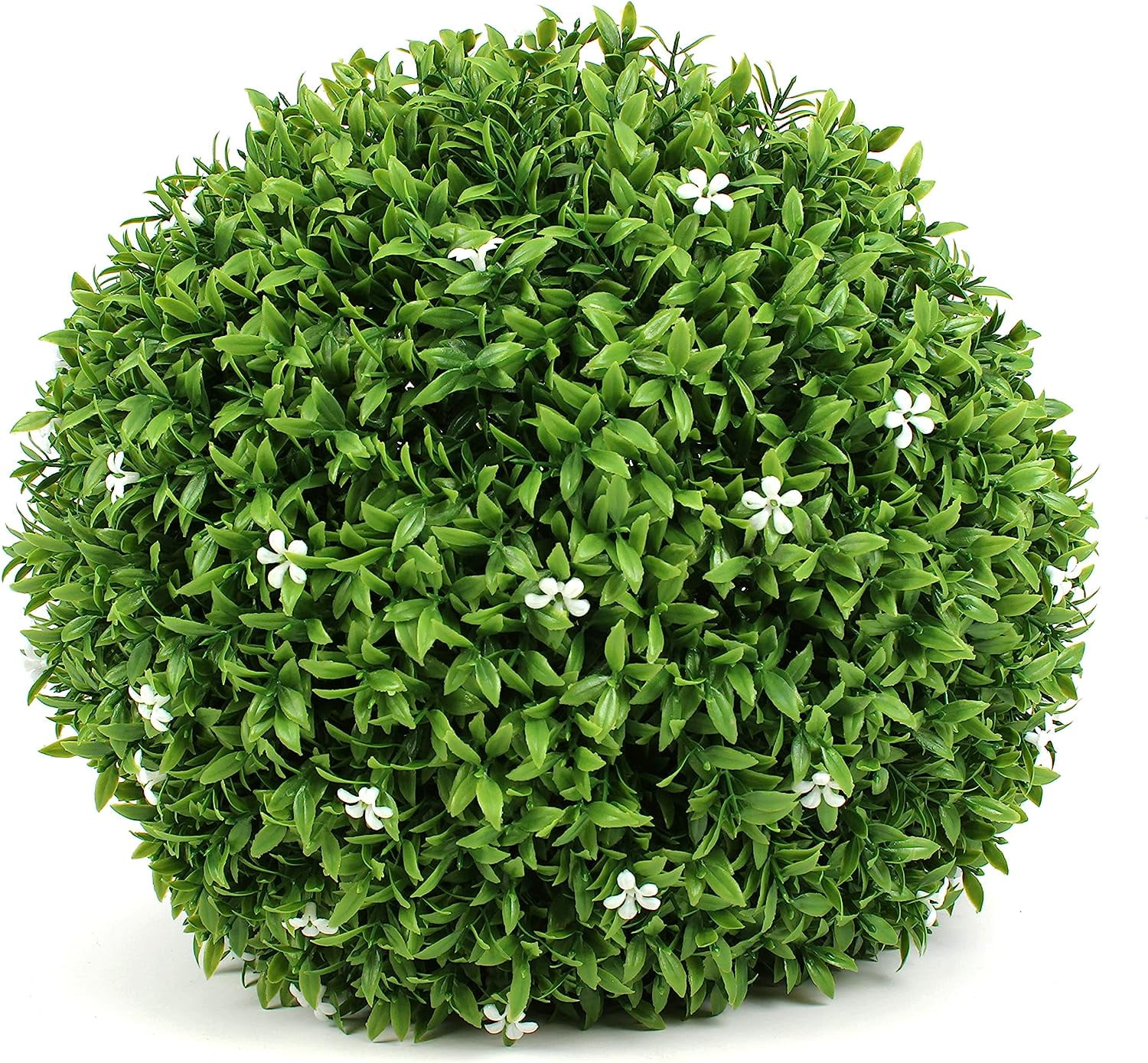 Medium White Flower Grass Topiary Ball - Artificial Plant Set - Indoor/Outdoor Wedding Party ...