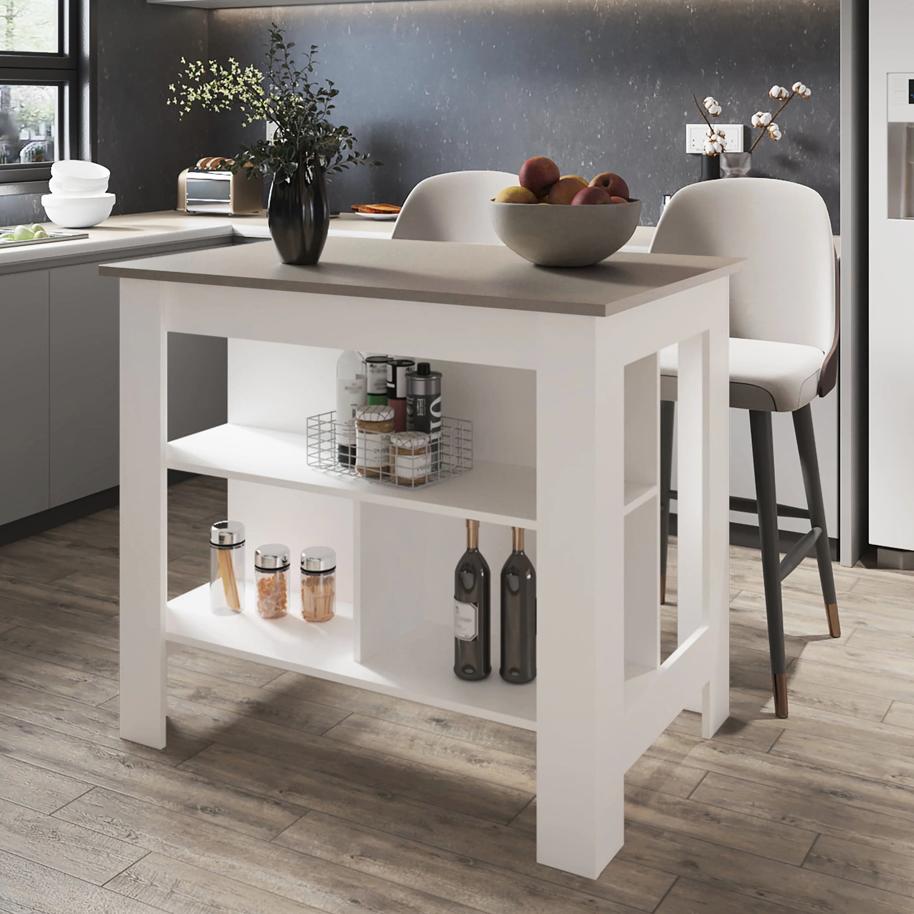 Medium-Width Kitchen Island | Showcase Kitchen Accessories with Open ...