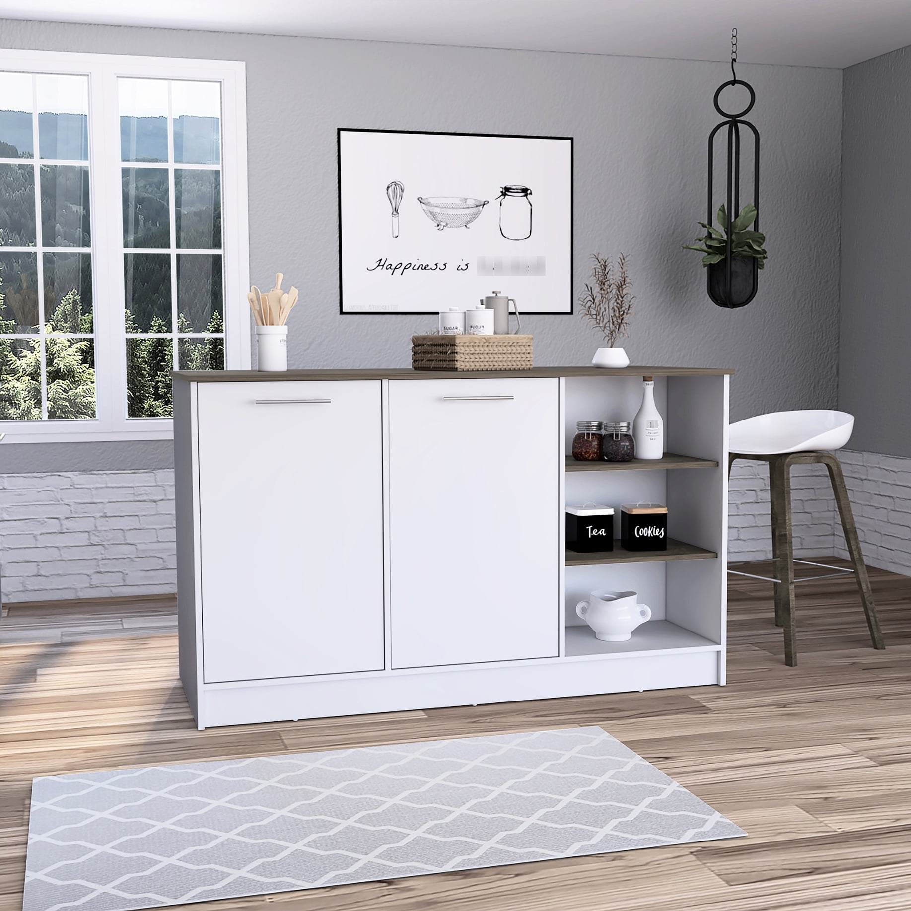 Medium Width, Particle Board - Three Open and Four Concealed Shelves ...