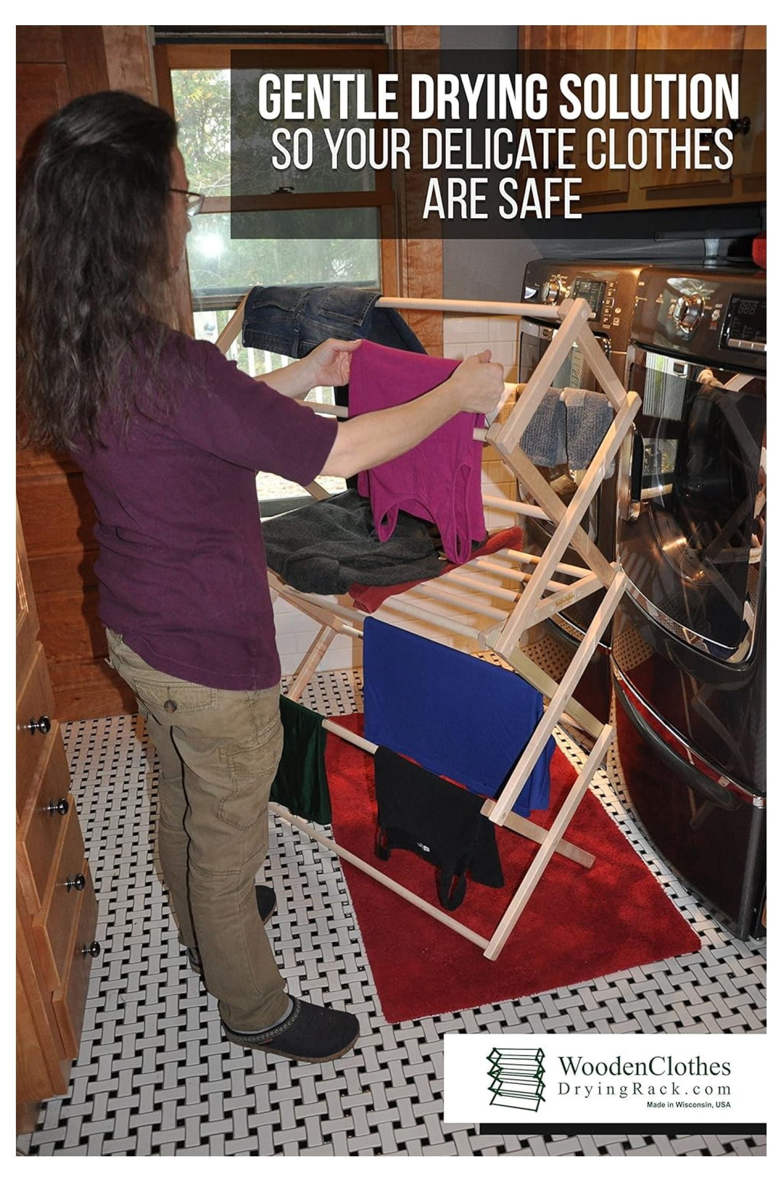 Medium Wooden Clothes Drying Rack-Folding, Heavy Duty, Free Standing ...