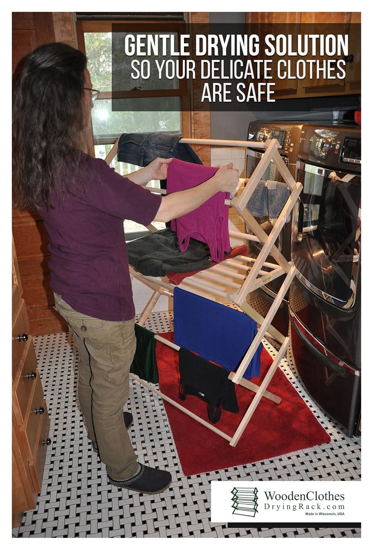 Medium Wooden Clothes Drying Rack-Folding, Heavy Duty, Free Standing ...