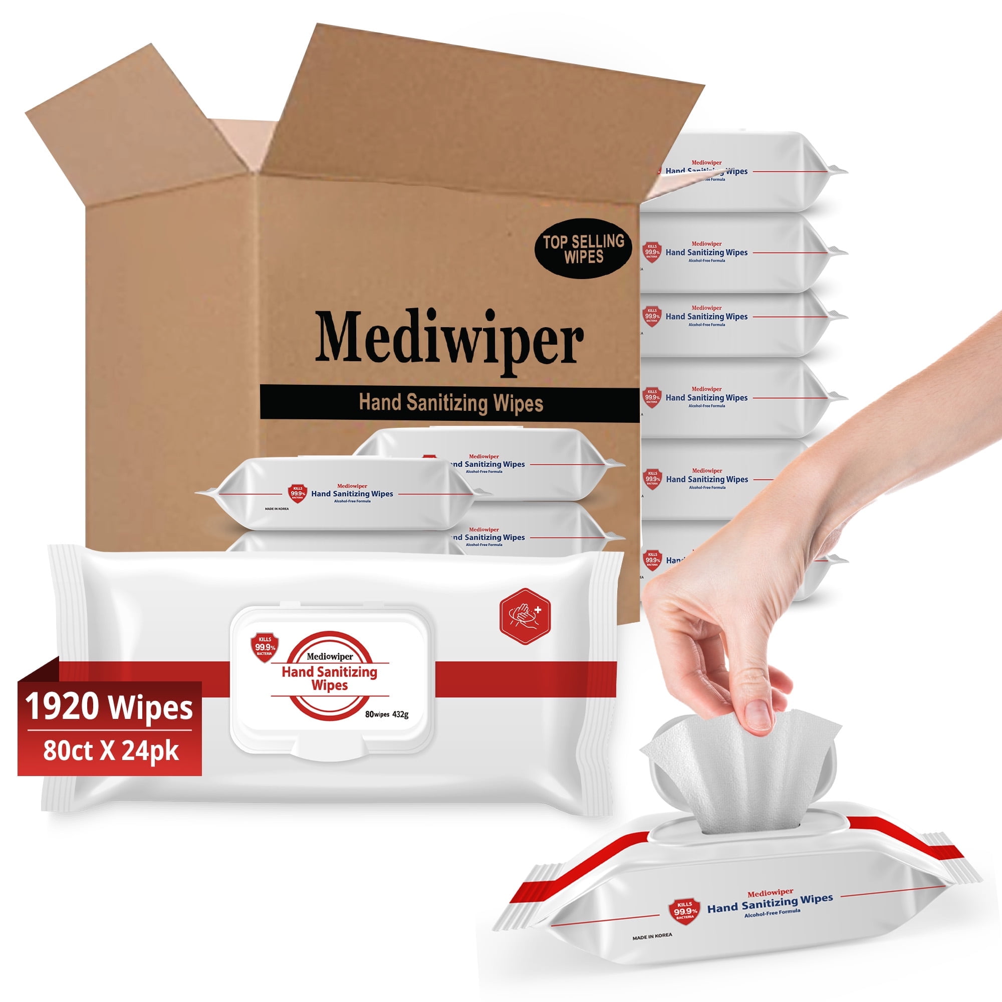 Mediwiper Sanitizing Wet Hand Wipes, Bulk Travel Size Pack (1920 Wipes ...