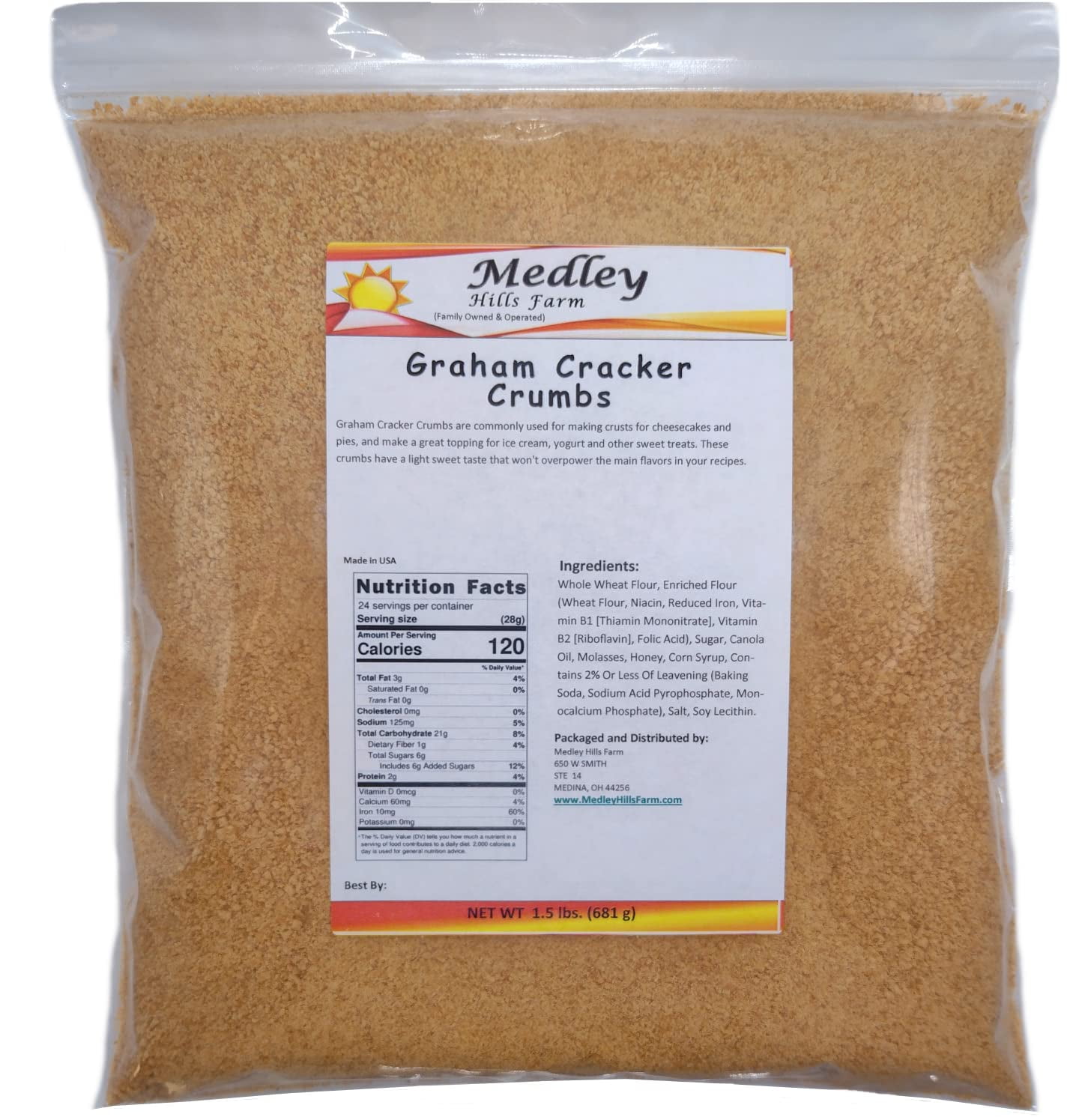 Medley Hills Farm Graham MFF30 cracker crumbs - in Resealable Bag - 1.5 ...