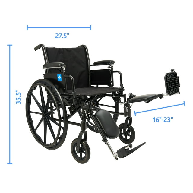 "Medline 20"" K3 Wheelchair, Adjustable, Swing-Back Arms & Elevating ...