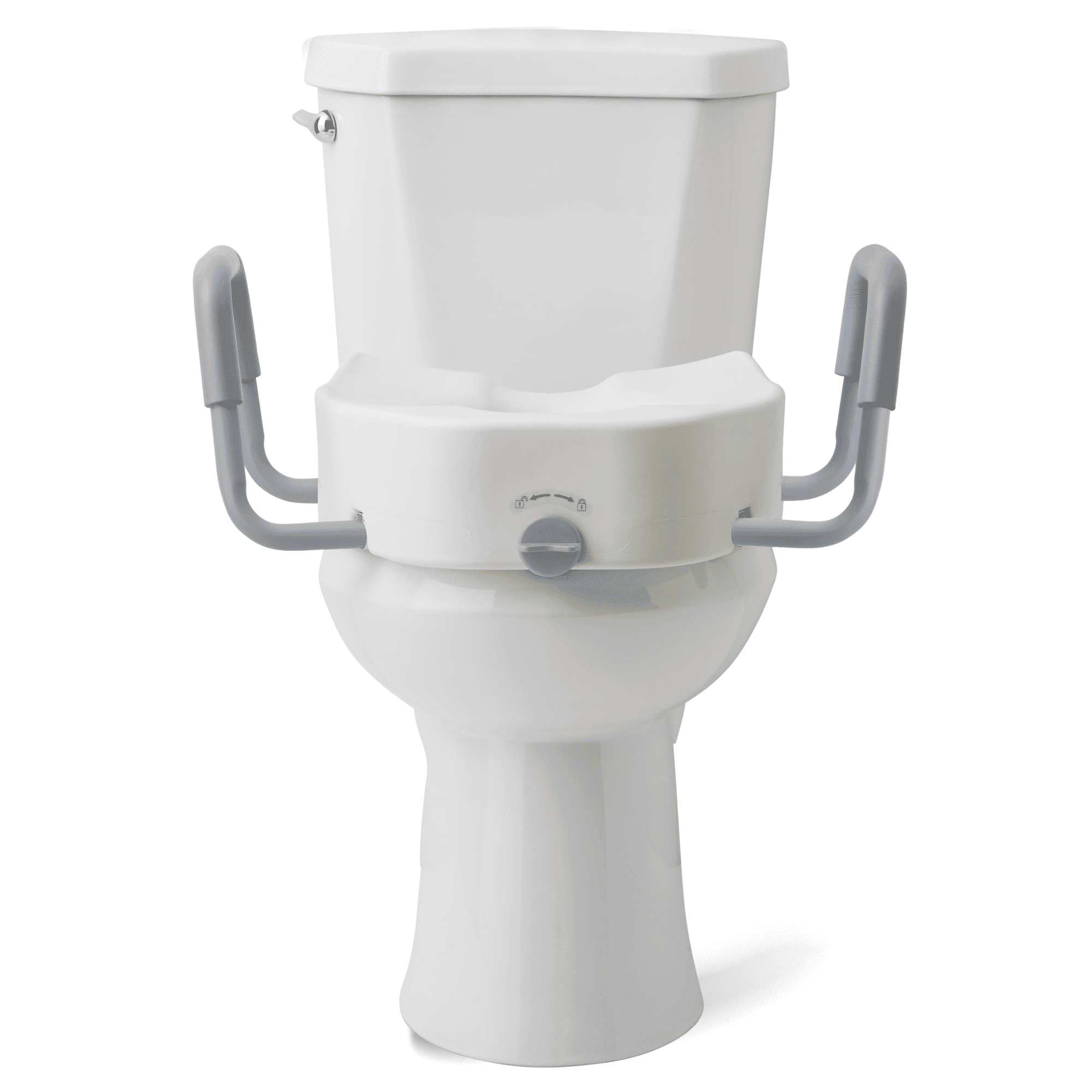 "Medline 5"" Elongated Raised Toilet Seat with Handles, Lock, Removable ...