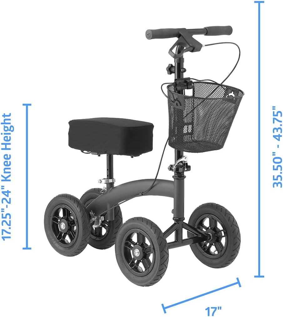 Medline All-Terrain Knee Walker Jr, 10" Tires, 350 lbs. Weight Capacity ...