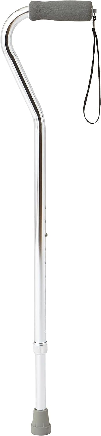 Medline Aluminum Chrome Offset Upright Walking Cane for Seniors ...