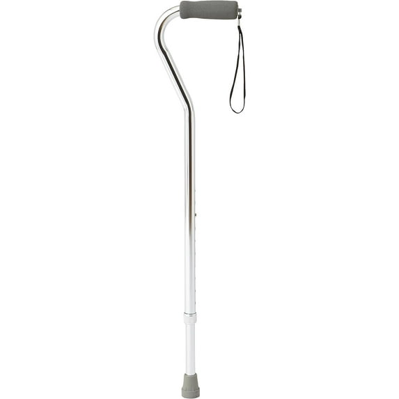 Medline Aluminum Chrome Offset Upright Walking Cane for Seniors ...