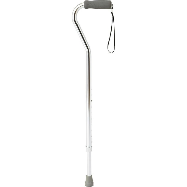 Medline Aluminum Chrome Offset Upright Walking Cane for Seniors ...