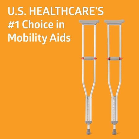 Medline Crutches for Adults, Lightweight, 5'10"-6'6", Tall, 300 lbs ...