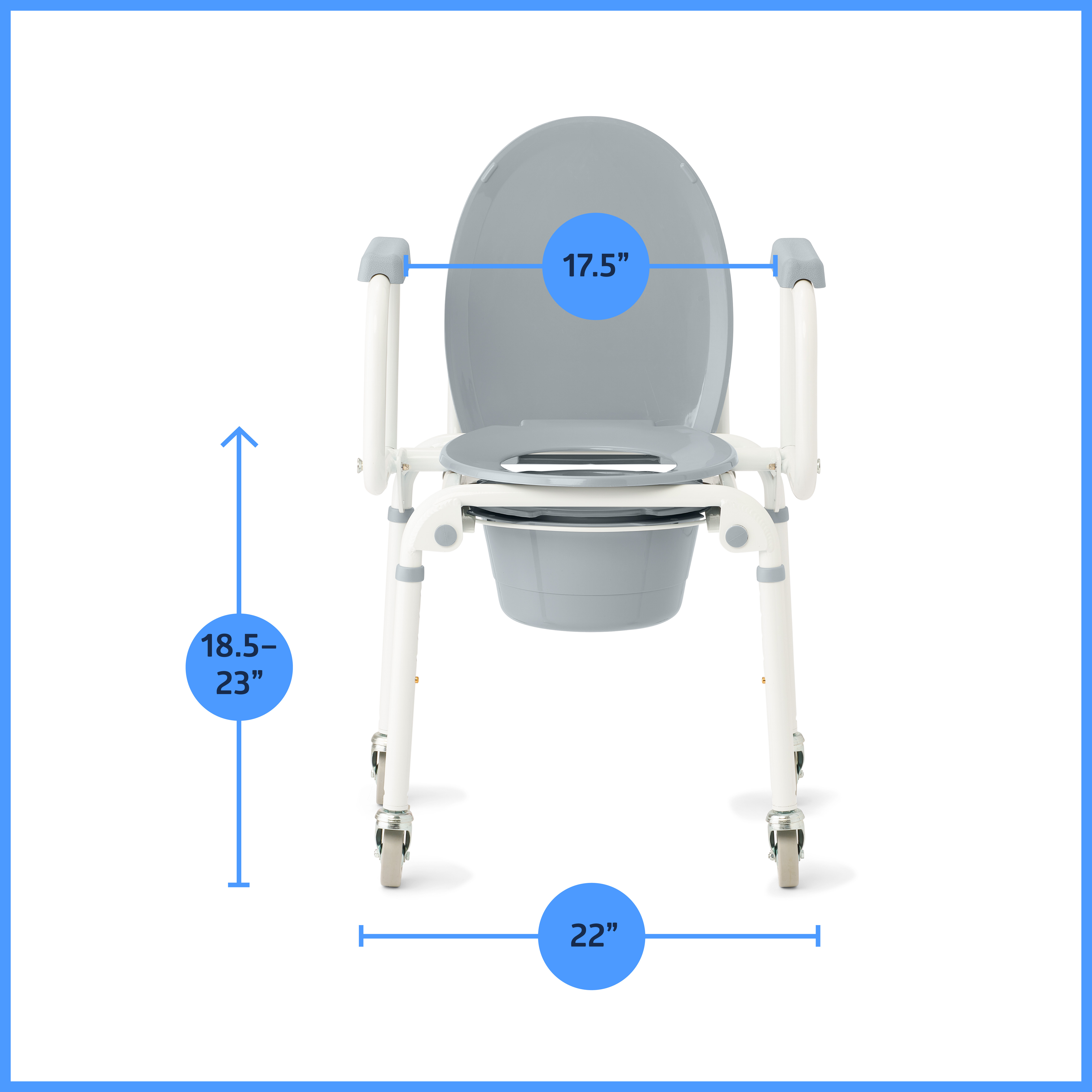 Medline Aluminum Drop-Arm Bathroom Chair Commode with 4 Locking Casters ...