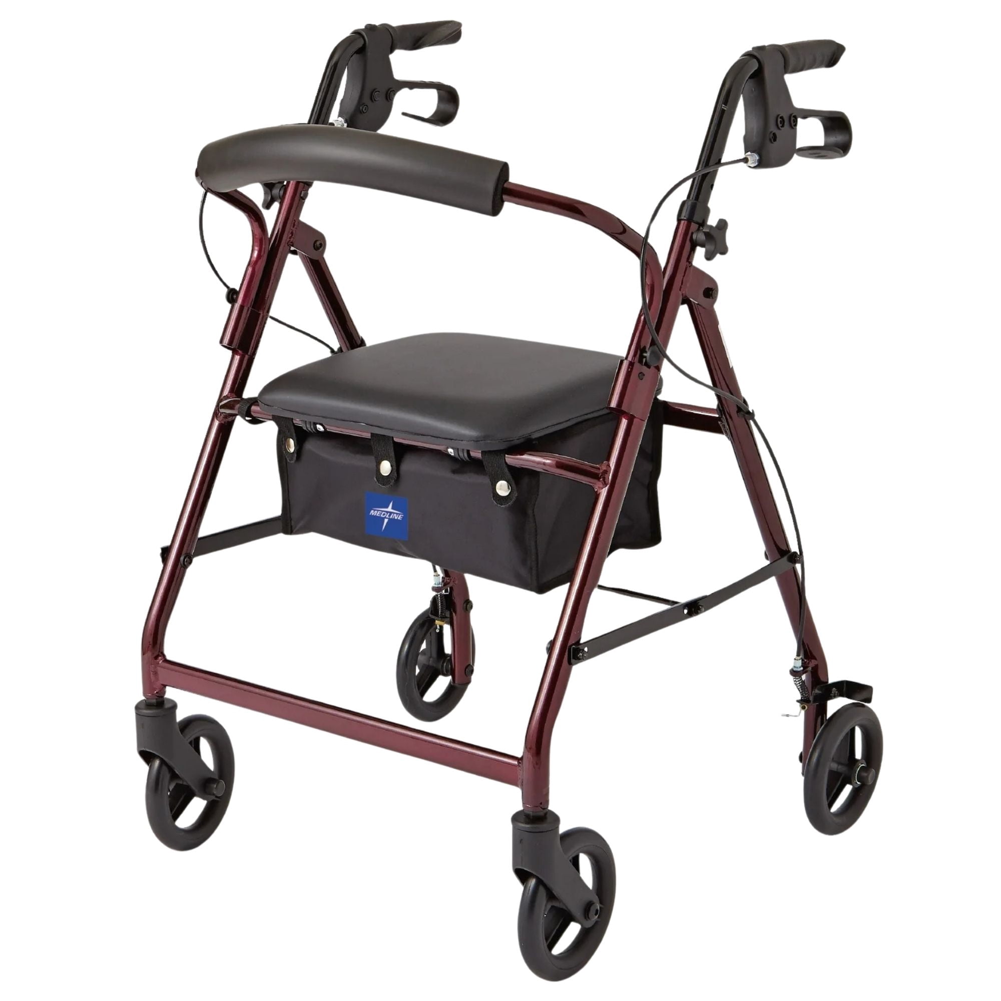 Medline Lightweight Aluminum Rollator Walker with Seat, 250 lbs ...