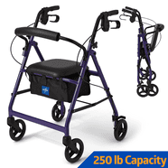 Medline 2-Wheel Sturdy Steel Rollator Walker, Adult Mobility Impairment ...