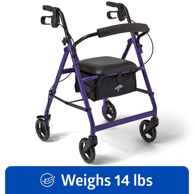 Medline Folding Rollator Walker with Seat and 6-Inch Wheels ...